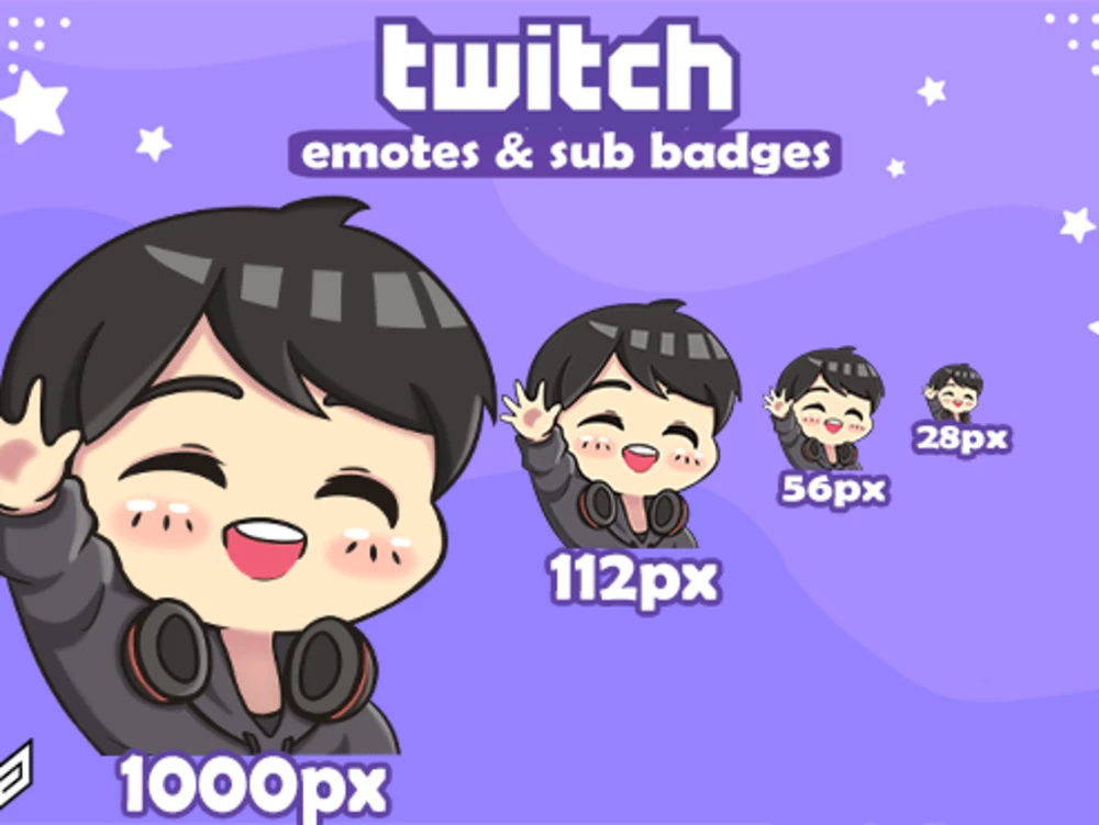Cute cartoon chibi character emotes for vtuber, discord or twitch ...