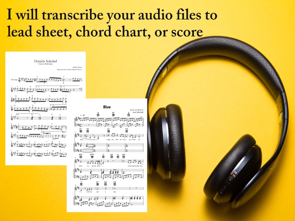 Your music recording transcribed to a lead sheet, chord chart, or score ...