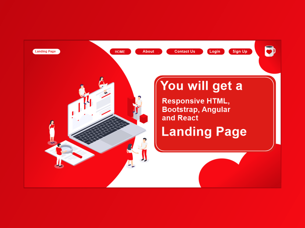 A Responsive HTML, Bootstrap, Angular and React Landing Page | Upwork