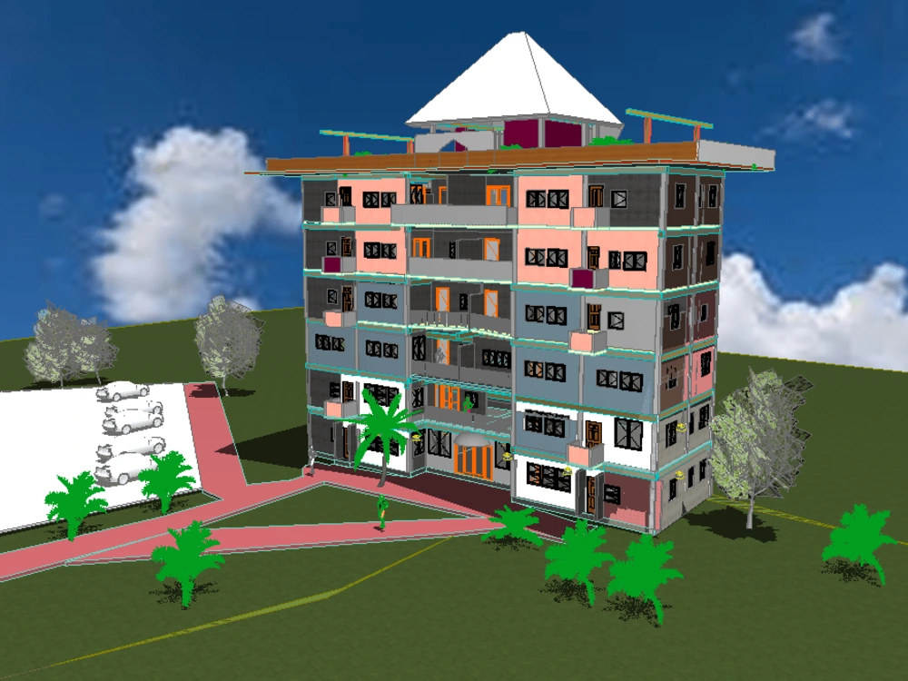 Basic house concept, a "seed" for modular repetition into mixed use ...