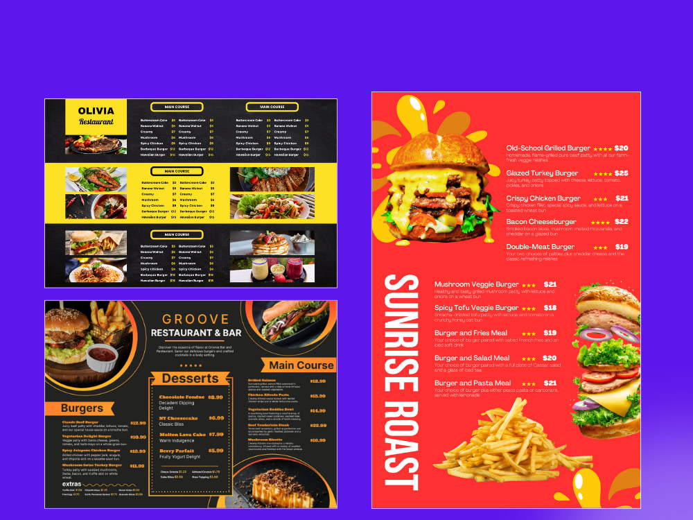 Professional restaurant menu design - single page/double page | Upwork