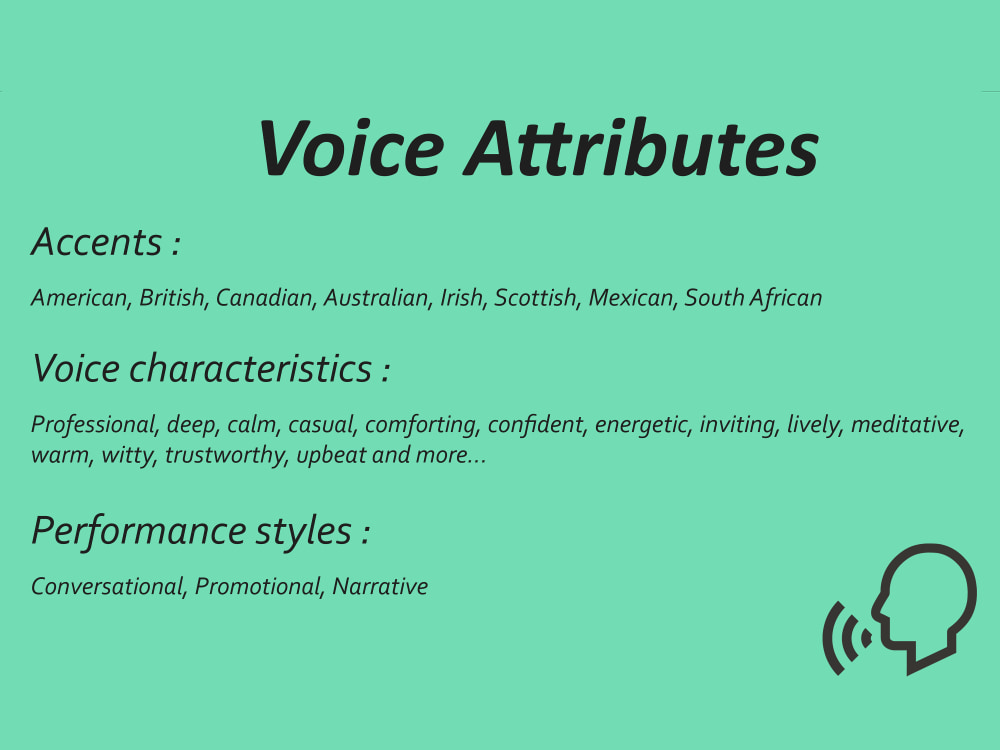 Narrative, conversational and commercial voice over, male female ...