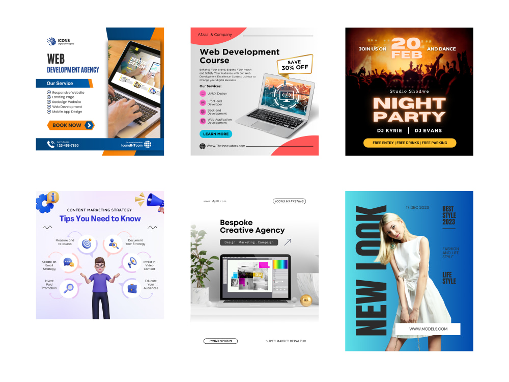 20 social media post designs (Facebook posts, Instagram posts etc ...