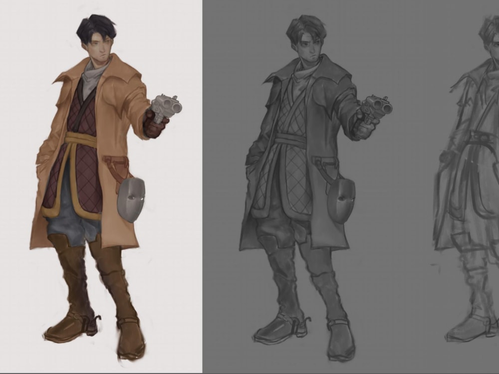 Your Character Concept design drawn in HD, semi-realistic style | Upwork