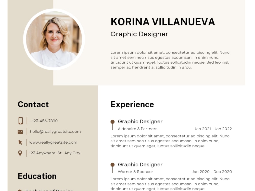 Design a modern and creative CV, resume, cover letter | Upwork