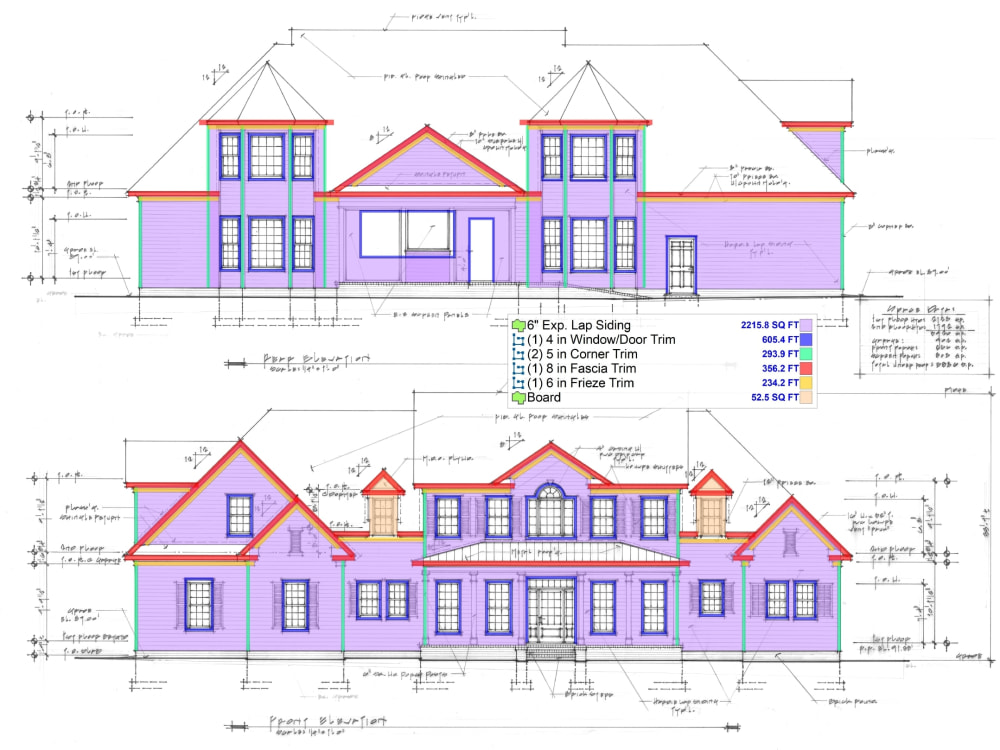 A detailed siding / ext finishes Takeoff / Estimating / Quantity ...