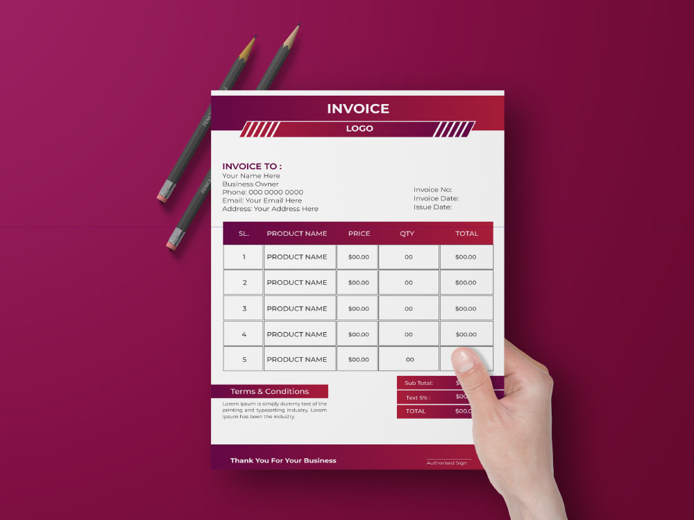 A fantastic eye catching modern invoice, order form, or price list ...