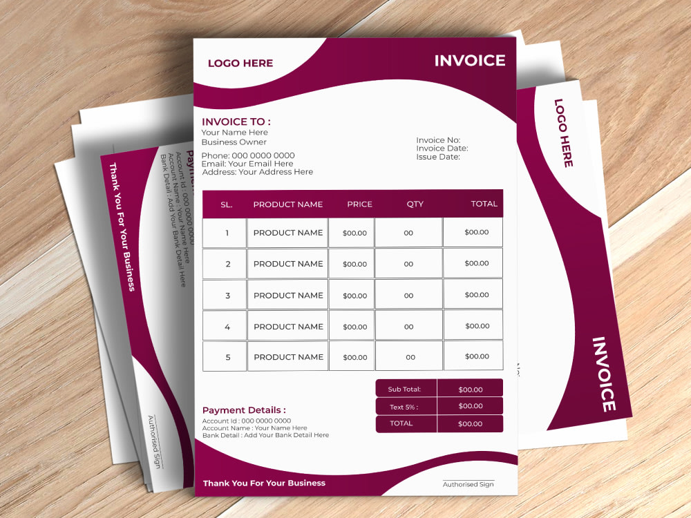 A fantastic eye catching modern invoice, order form, or price list ...
