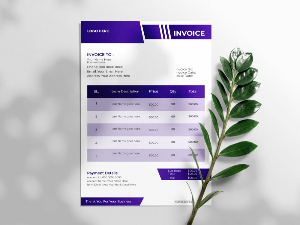 A fantastic eye catching modern invoice, order form, or price list ...