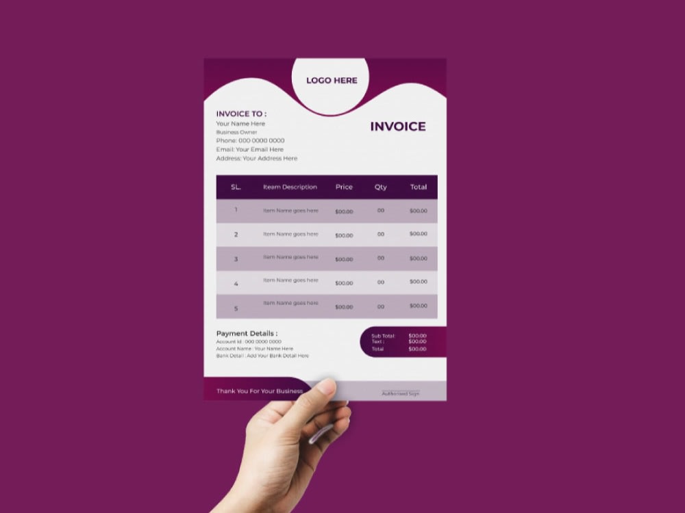 A fantastic eye catching modern invoice, order form, or price list ...