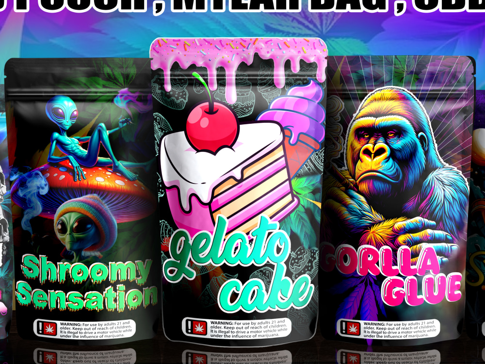 Unique weed pouch , mylar bag , cbd product packaging label | Upwork