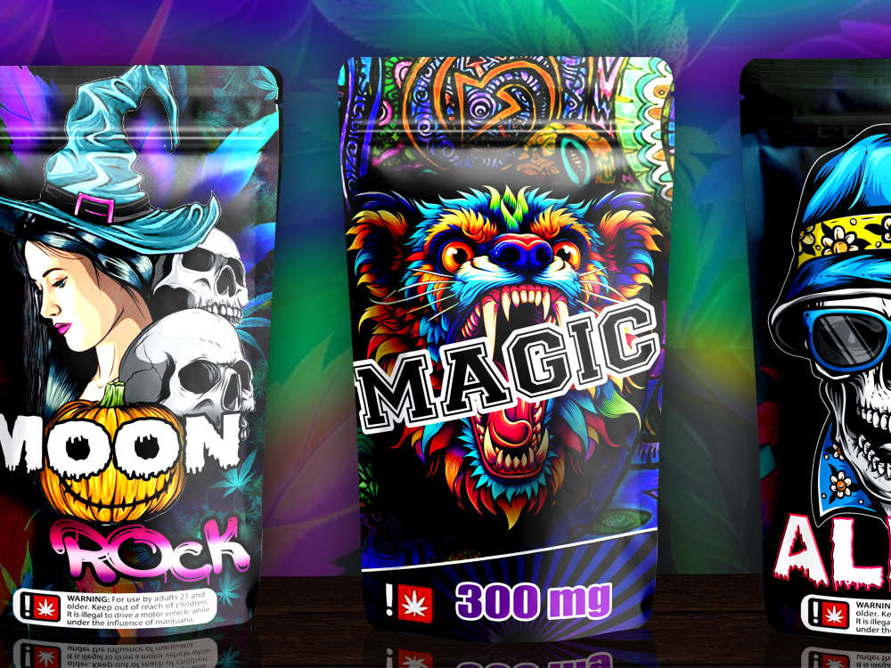 Unique weed pouch , mylar bag , cbd product packaging label | Upwork
