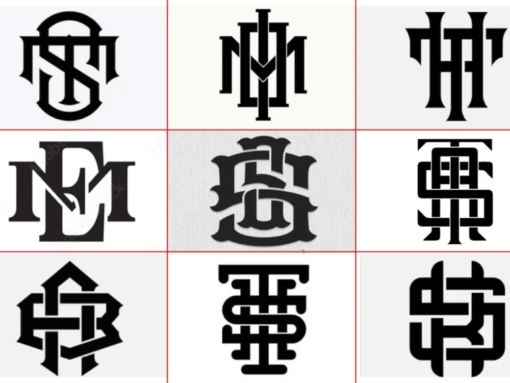 Hand drawn custom monogram, clothing brand urban and font logo design ...