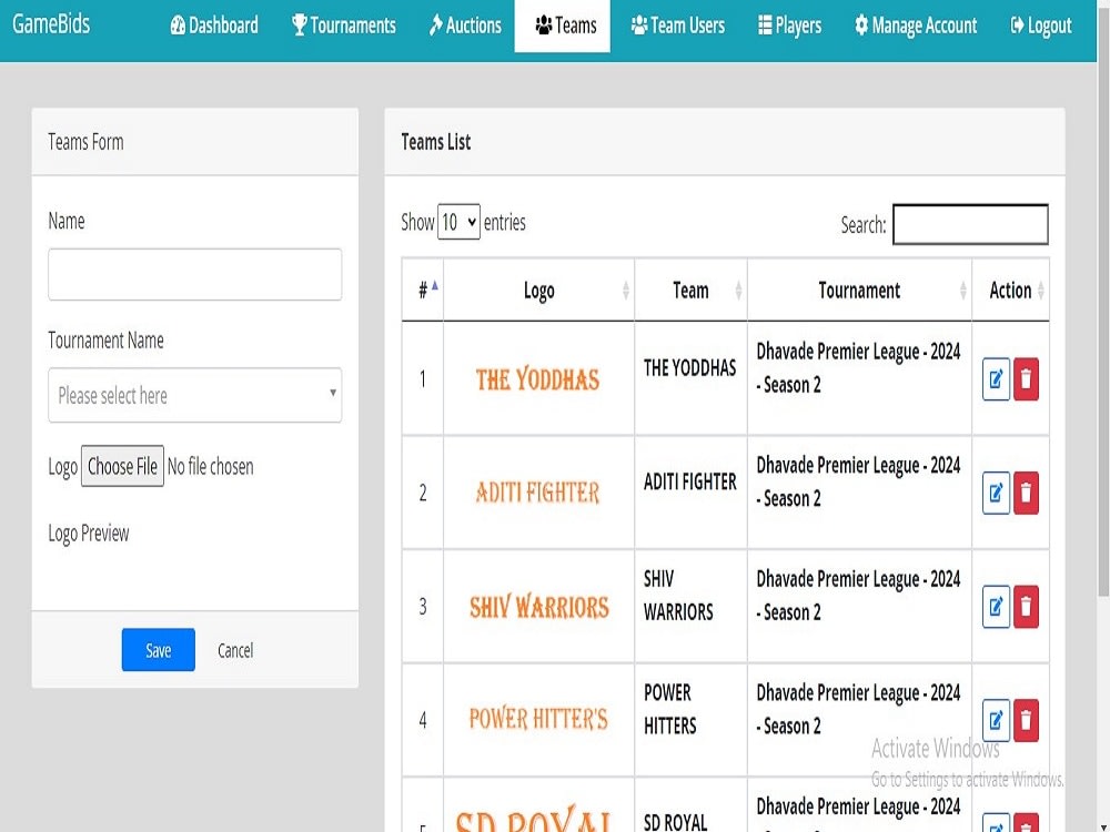 Tournament Auction Management System | Upwork