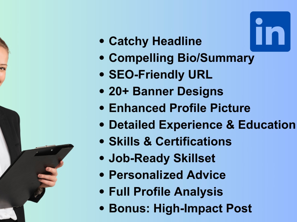 Optimize, revamp, upgrade your linkedin profile | Upwork Optimize, revamp, upgrade your linkedin profile | Upwork