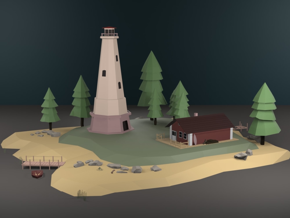 Fully ready-to-use Low Poly 3D Scene of any landscape or other ...