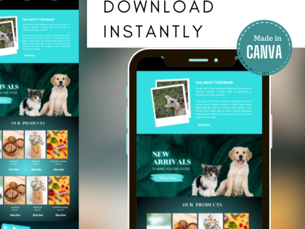 Canva Website Template, Done for You Website, Template, Pet Store ...