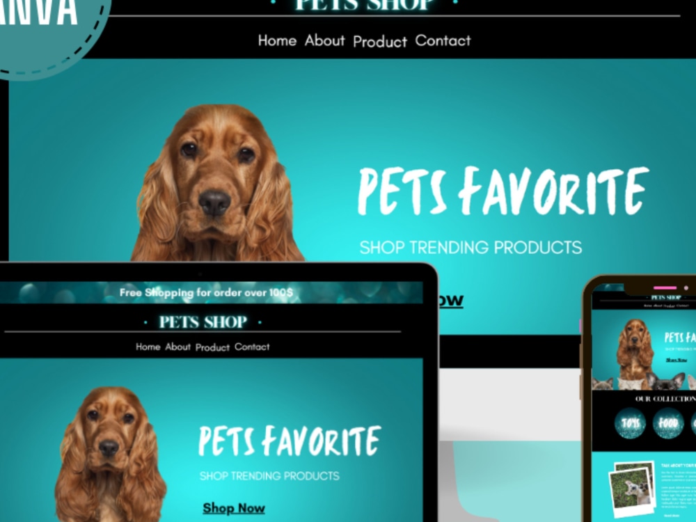 Canva Website Template, Done for You Website, Template, Pet Store ...