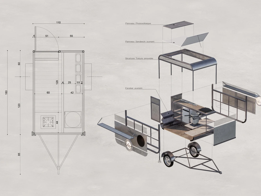 A 3D design, Axonometric view and 2D drawings plus realistic renders ...