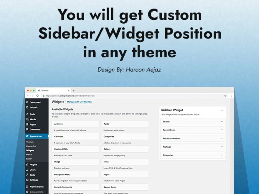 Custom sidebar/widgets in any theme | Upwork