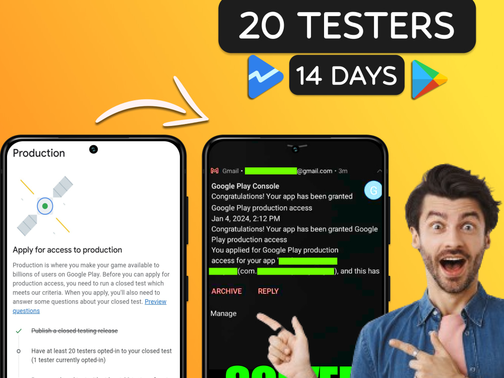 20 testers for 14 days for your android app testing, close test to ...