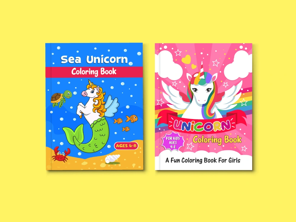 Children coloring book cover with kids activity book interior for kdp ...