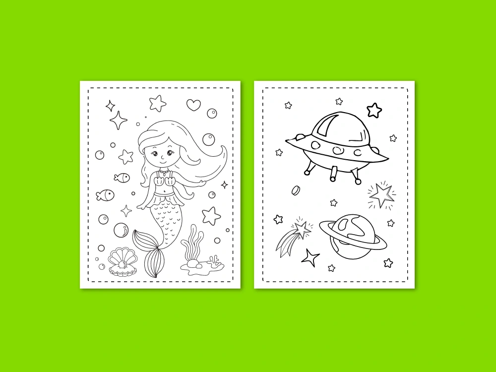 Children coloring book cover with kids activity book interior for kdp ...