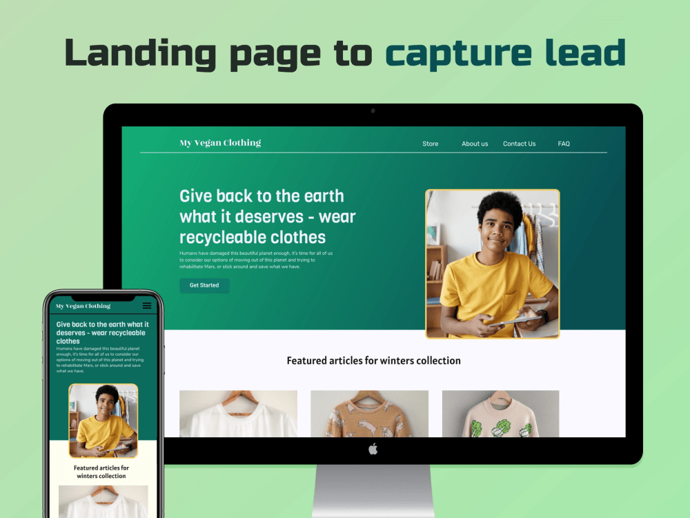 Two website mock-ups for professional landing page / web page / sales ...