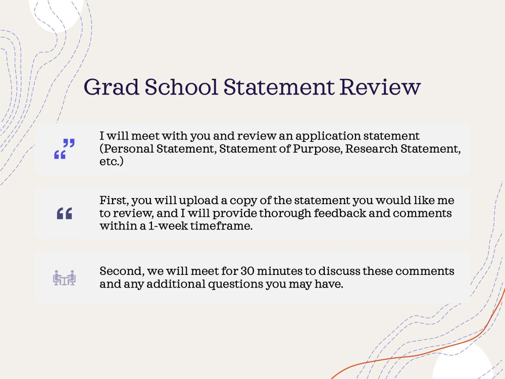 Individualized graduate school statement review | Upwork