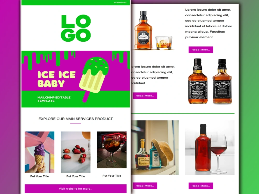 Responsive HTML email template, HTML newsletter, custom email template ...