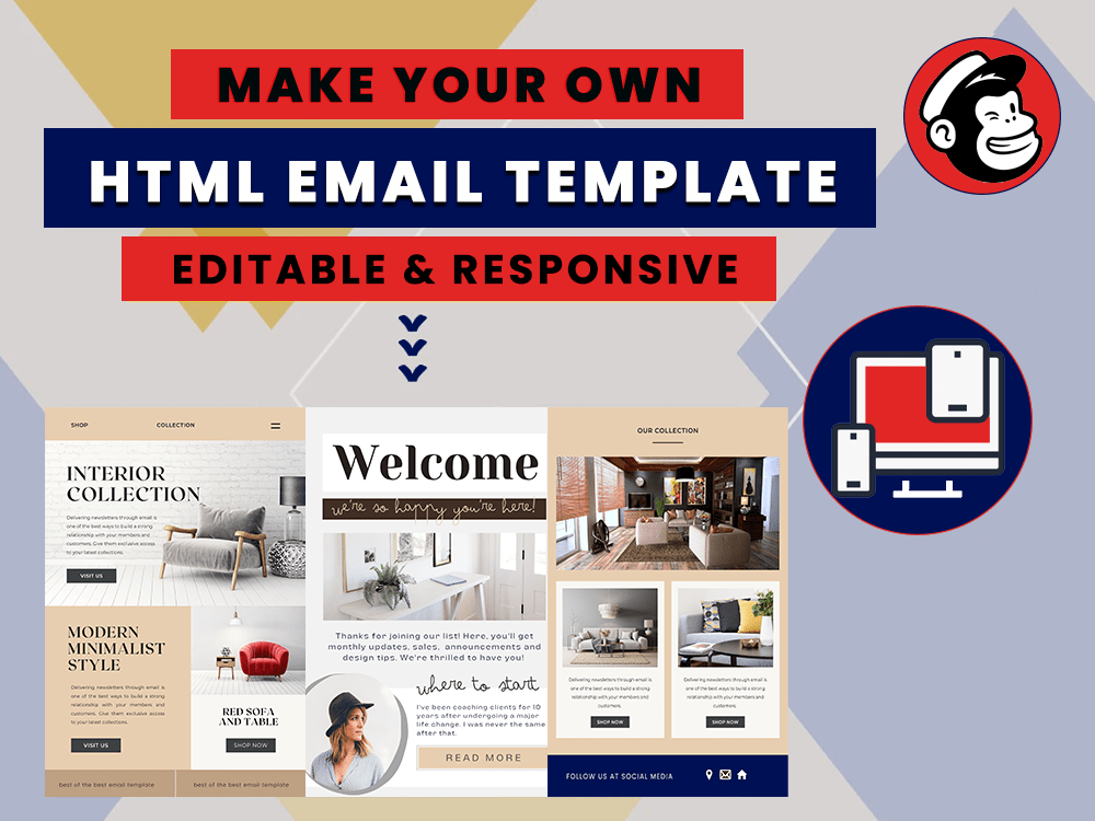 Responsive HTML email template, HTML newsletter, custom email template ...