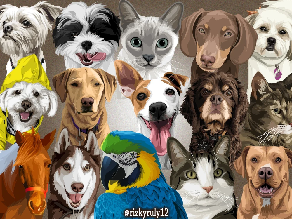 A fantastic pet vector cartoon potrait | Upwork