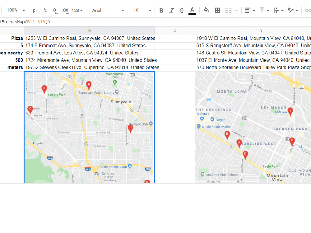 Mapping capabilities and geocoding in Google Sheets | Upwork