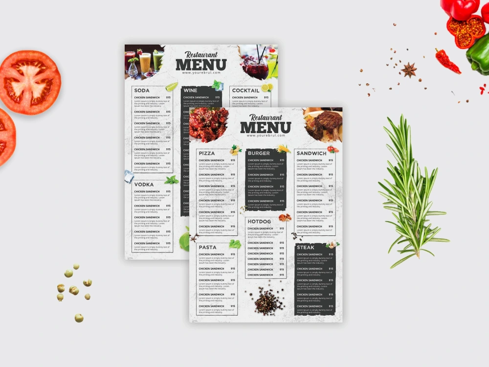 A food menu for your Restaurants, Bars | Upwork