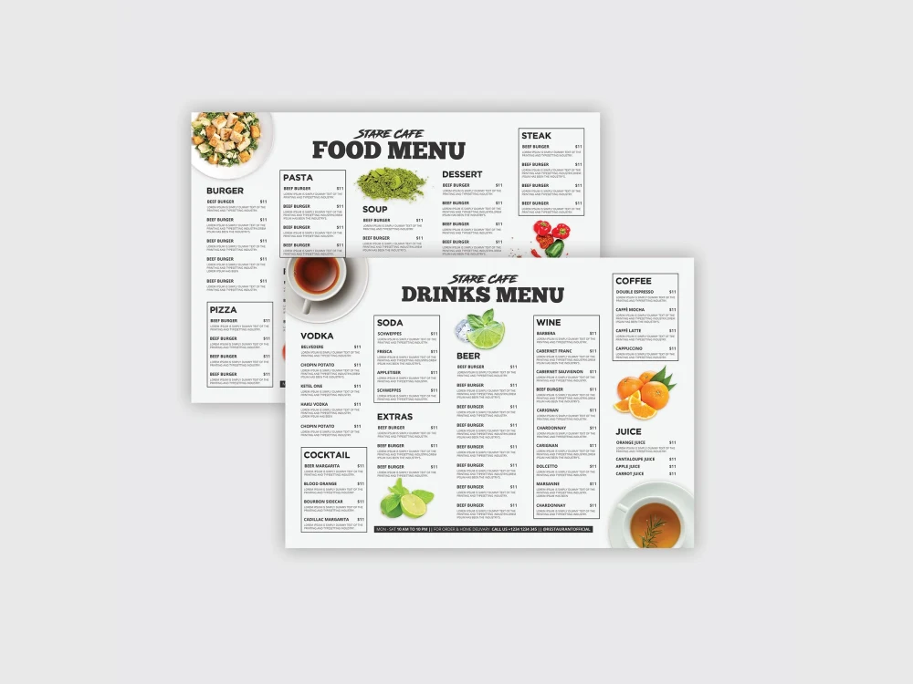 A food menu for your Restaurants, Bars | Upwork
