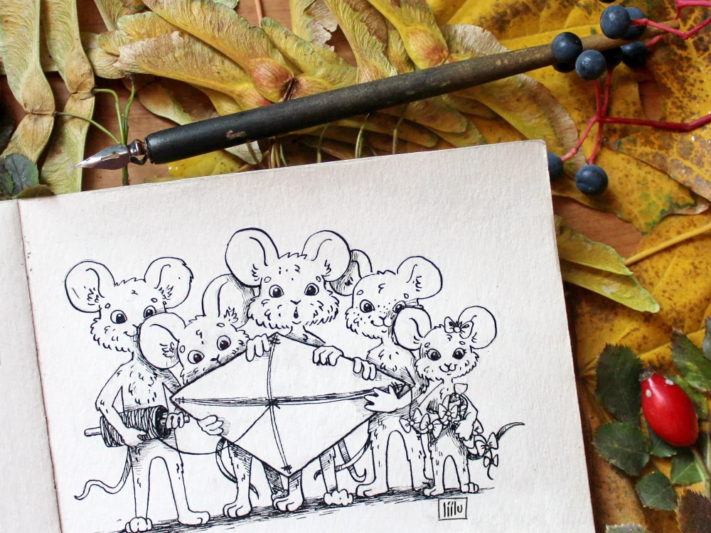 A unique hand-drawn black&white linework coloring page | Upwork