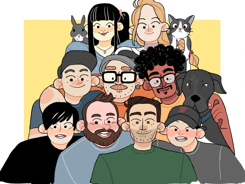 A group drawing of people or characters with my style | Upwork