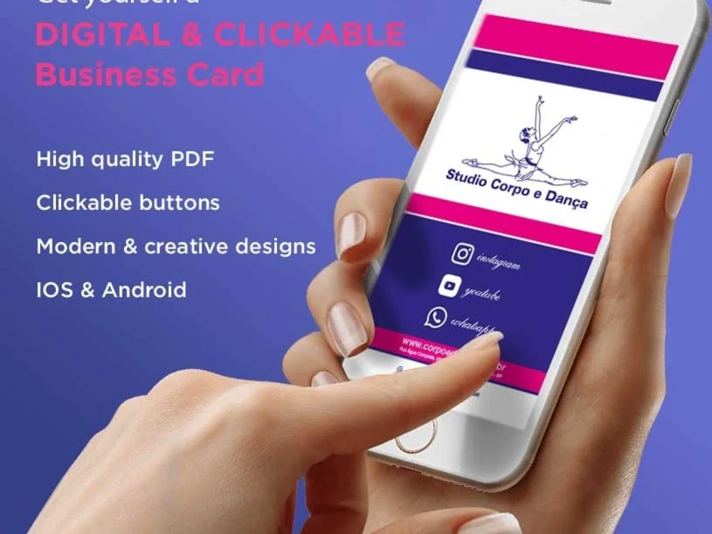 A digital interactive business card with clickable buttons PDF | Upwork