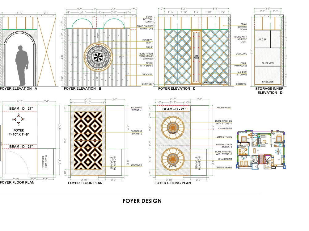 Eye catching interior design (Concepts, Plans, Elevations, Sections ...