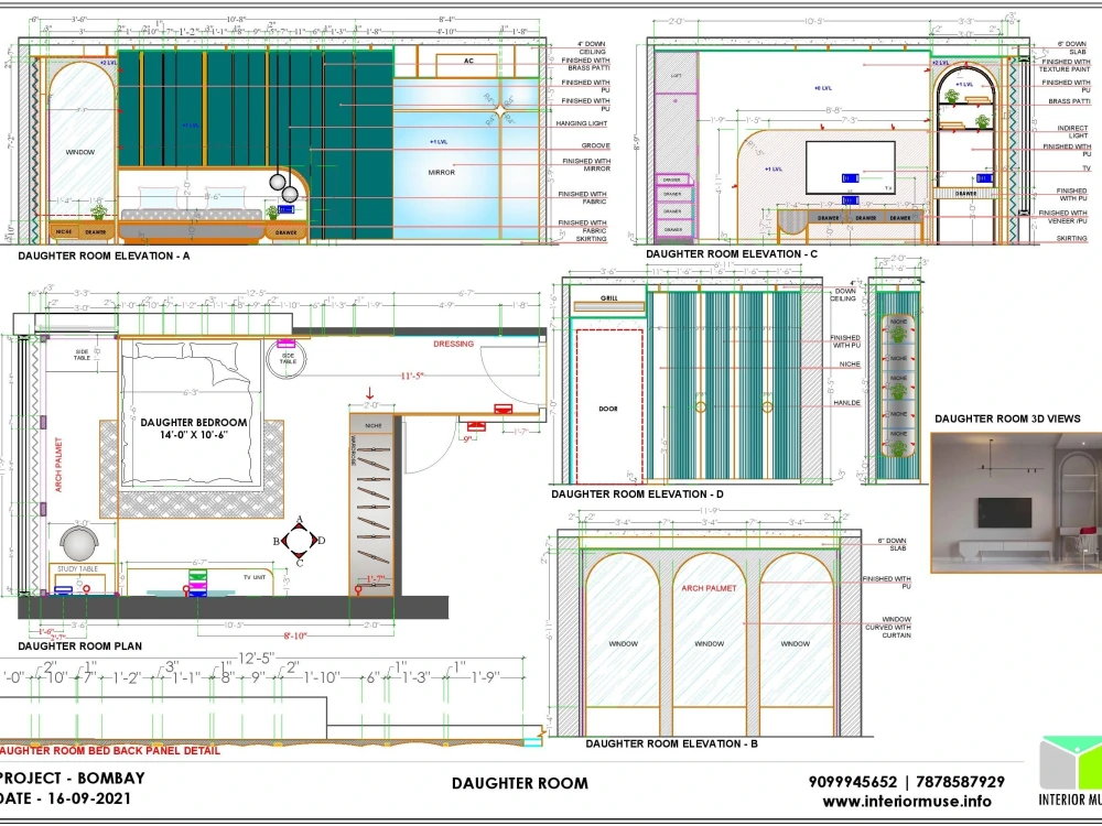 Eye catching interior design (Concepts, Plans, Elevations, Sections ...