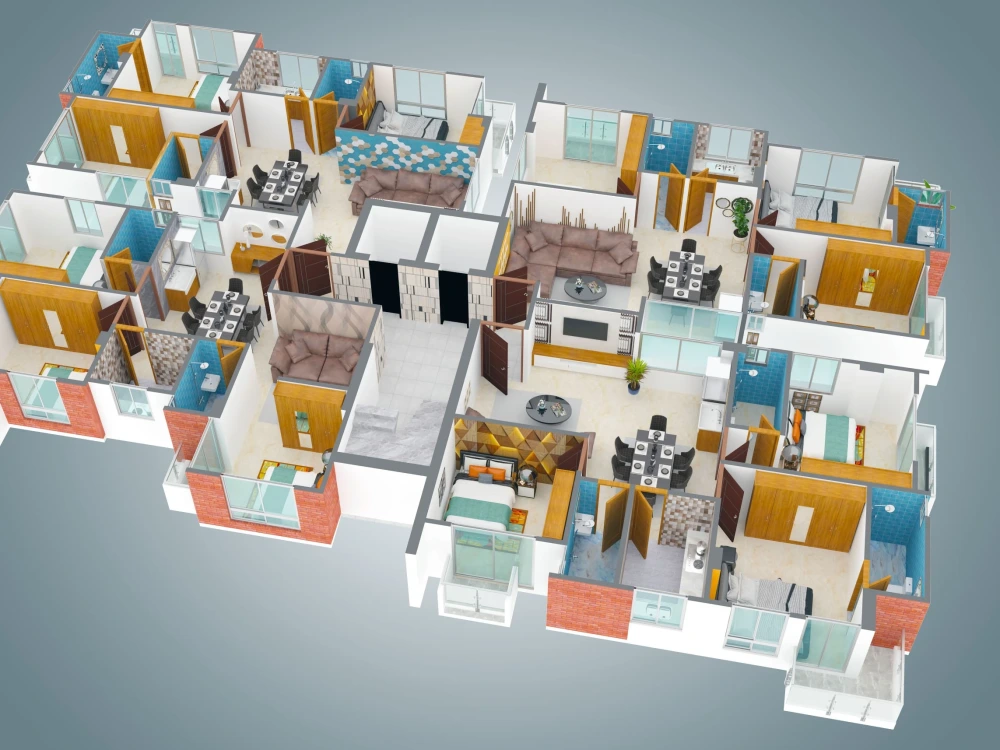 A realistic 3D floor plan rendering | Upwork