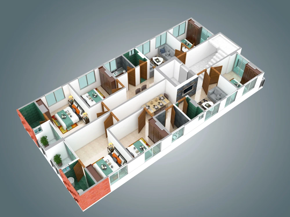 A realistic 3D floor plan rendering | Upwork