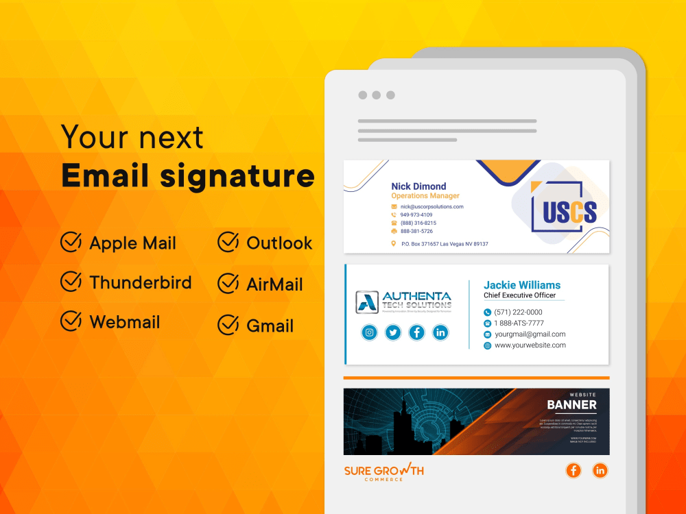Clickable Html Email Signature Design And Html Source Code Upwork