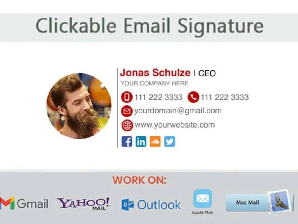 Clickable Html Email Signature | Upwork