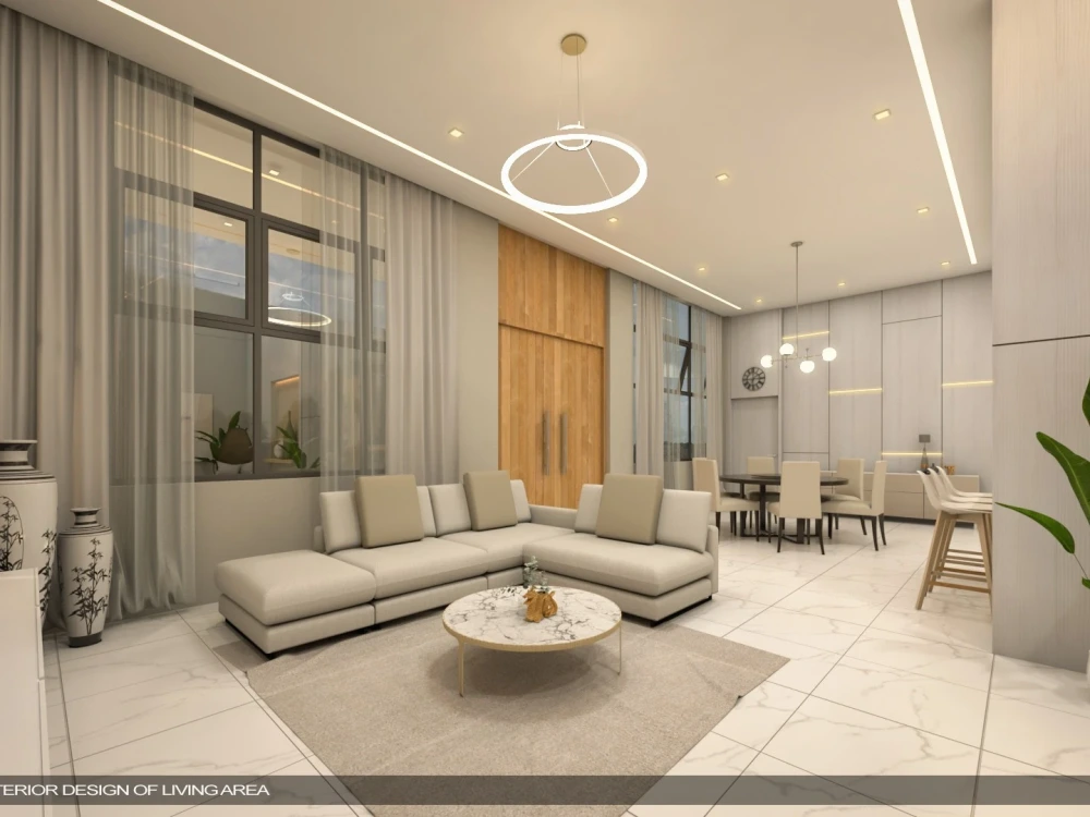 An interior design of a room which includes a floor plan and 3d image ...