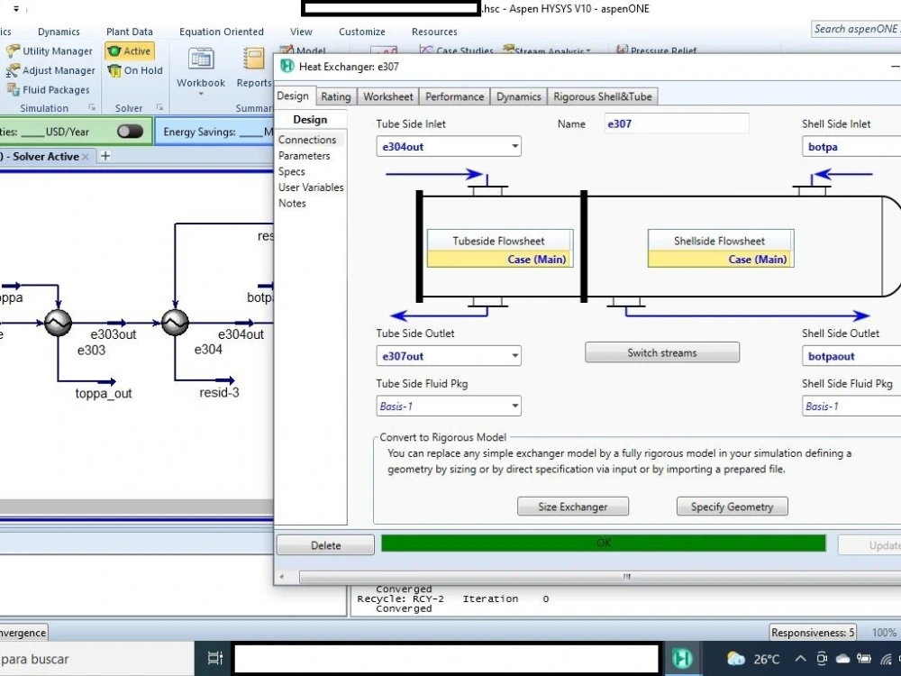 A tailored process simulation in Aspen HYSYS with a Process Flow ...