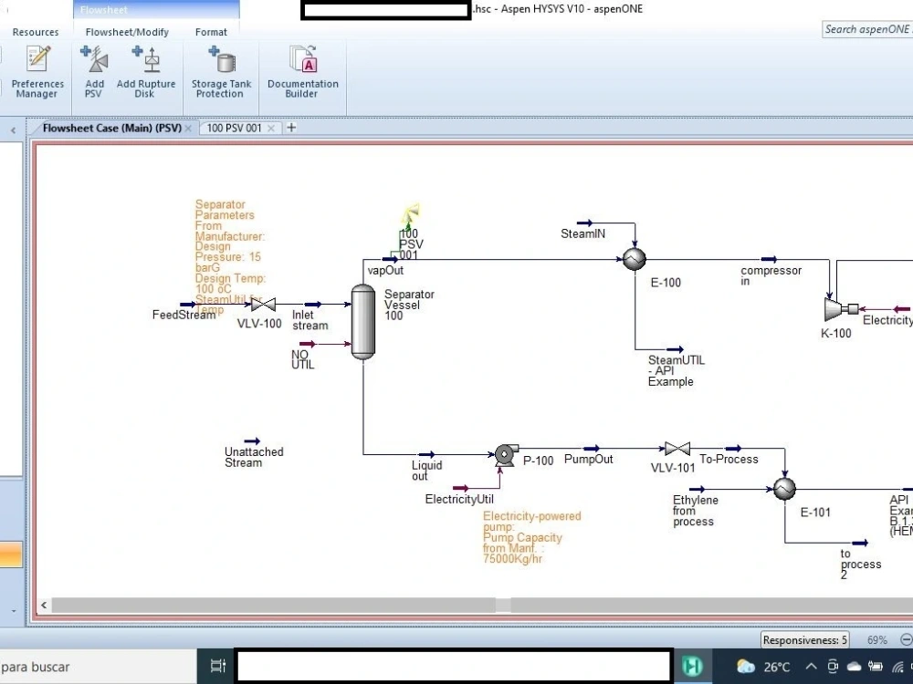 A tailored process simulation in Aspen HYSYS with a Process Flow ...