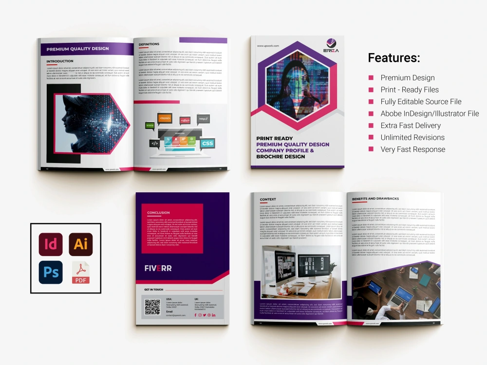 A clean Brochure Design, Company Profile, Catalog, Booklet, Magazine design | Upwork