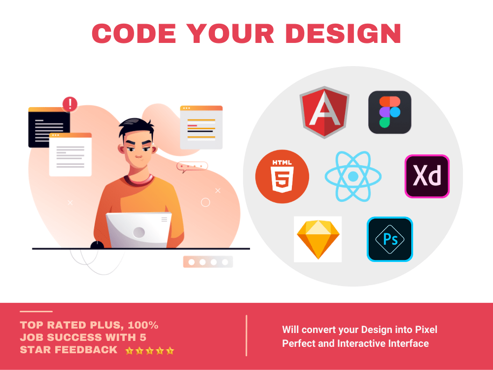 PSD | Figma | Adobe XD design to React | Angular | HTML5 | Upwork