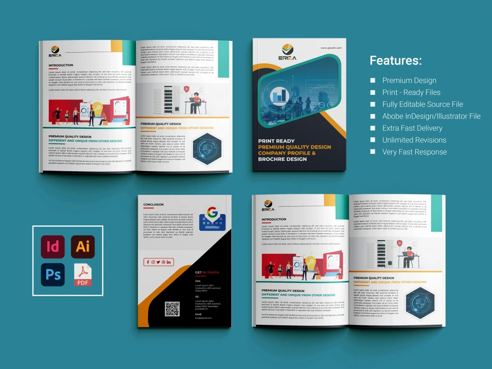 A clean Brochure Design, Company Profile, Catalog, Booklet, Magazine ...